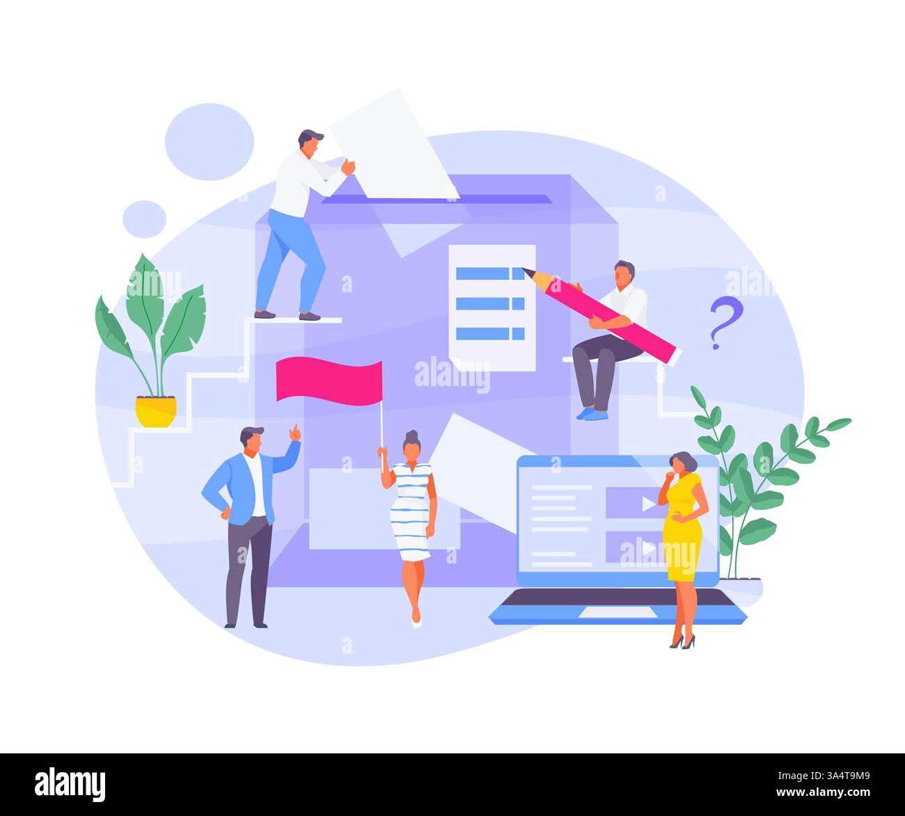 Group of people voting. Elections and online voting. Vector stylized ...