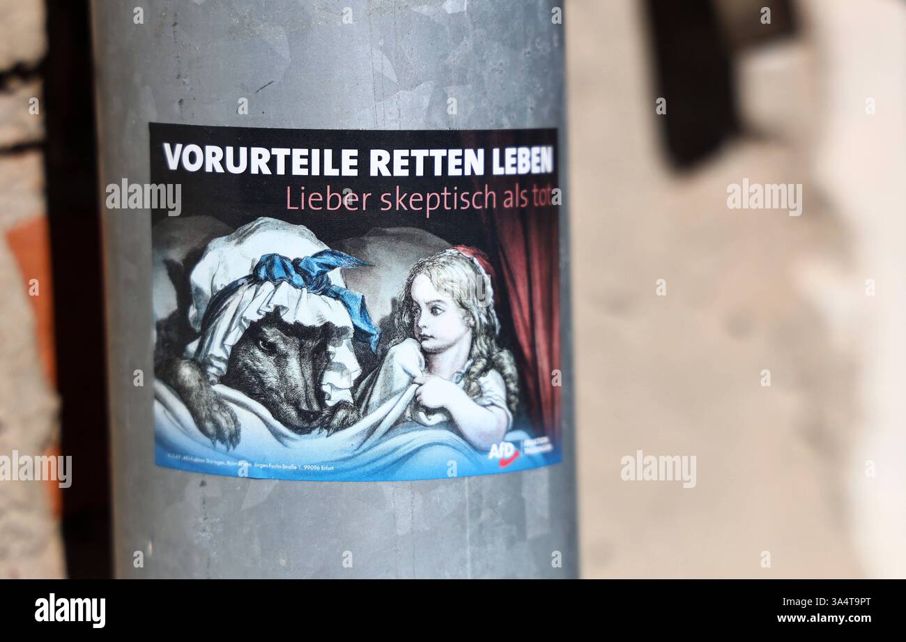 Beklebt 18.03.2025, Koelleda, Aufkleber / Sticker mit der Aufschrift ...