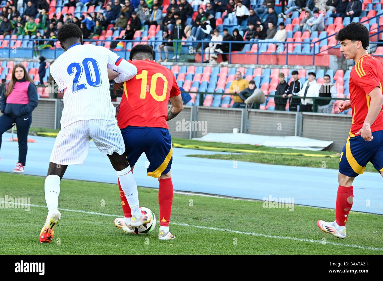 Herba Guirassy (France) against Antonio Cordero (Spain) during UEFA U19 ...