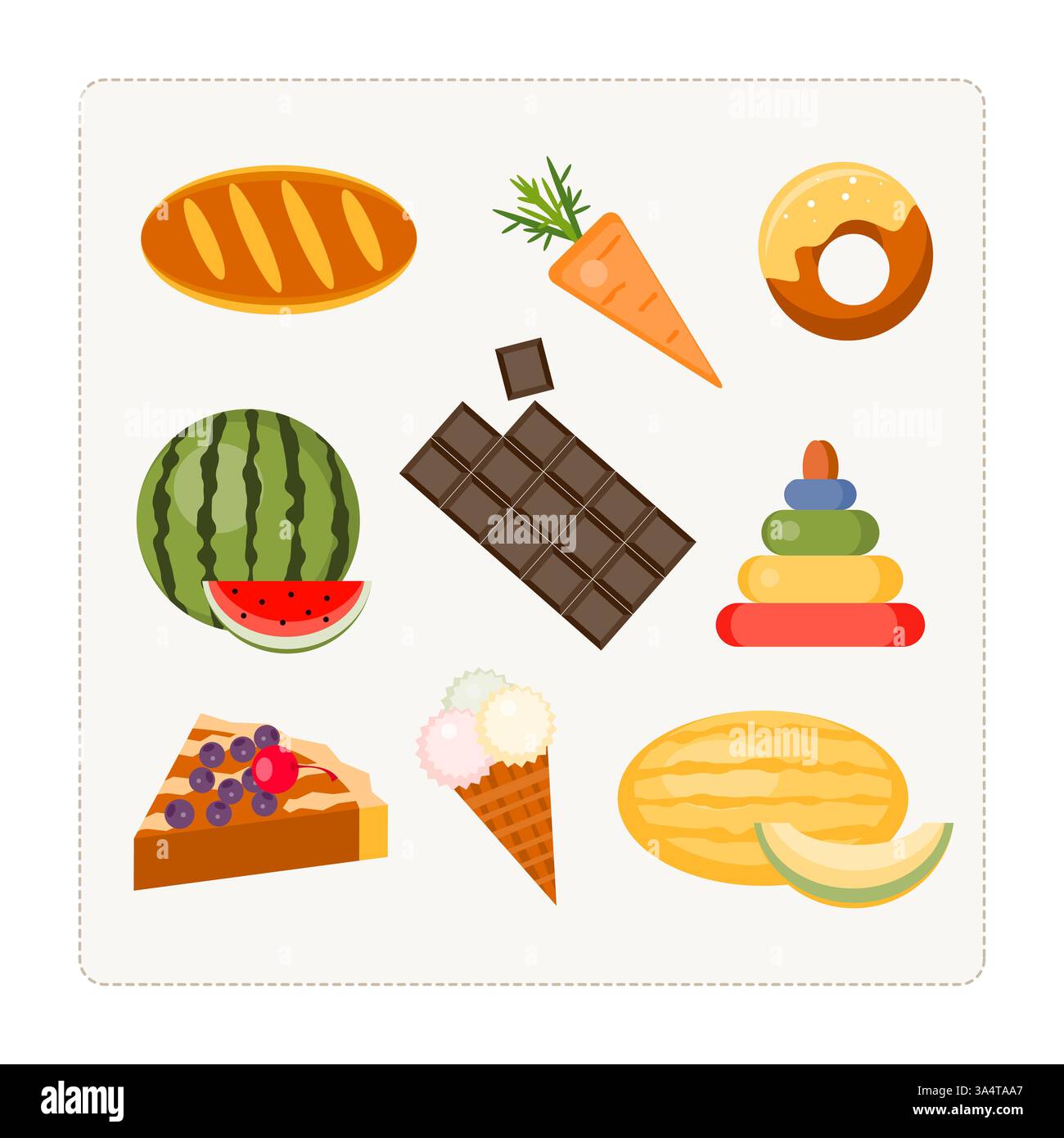 Find an extra object. Card for a logical game for children. Edible and ...