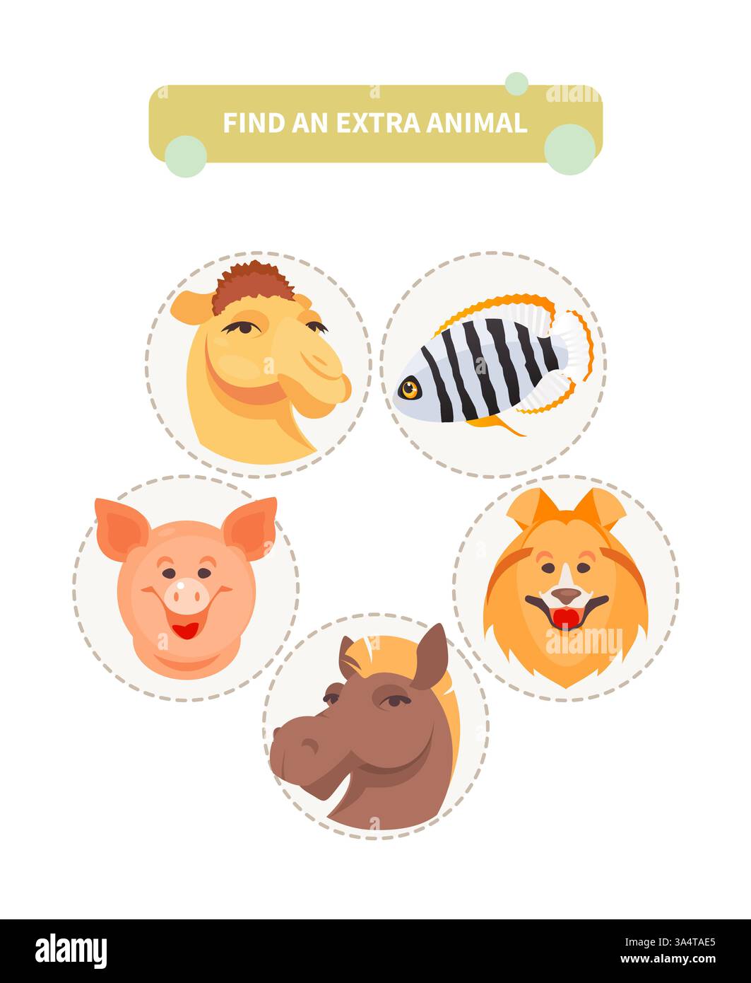 Find an extra animal. Worksheet with children developing game. Vector ...