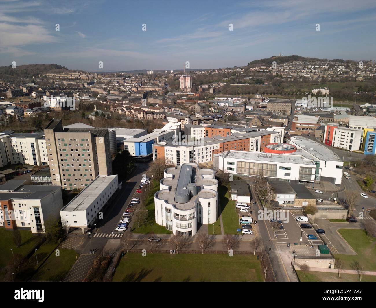 Dundee, Scotland, UK. 19th March 2025. Aerial views of campus of Dundee ...