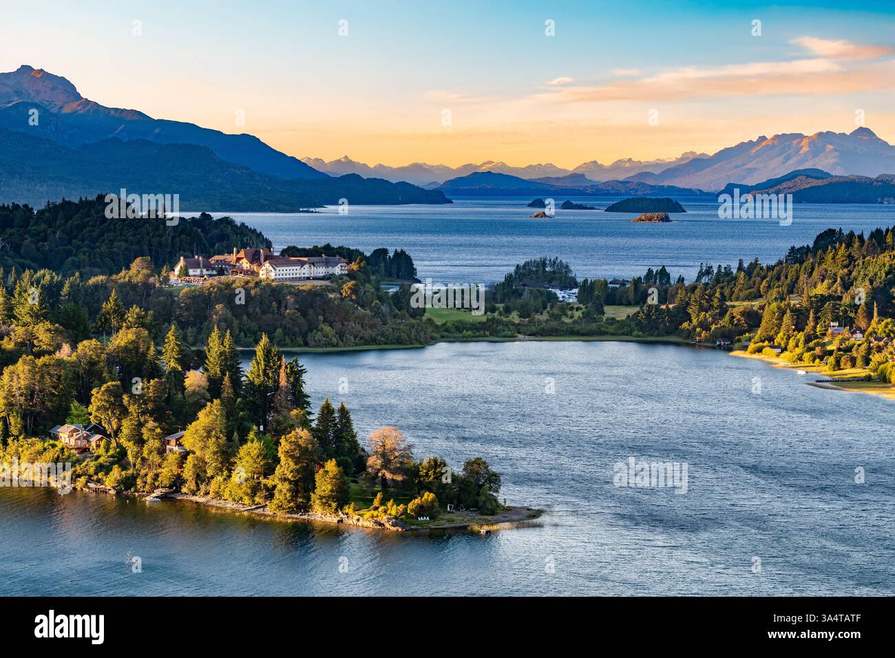 Beautiful scenic view of Llao Llao on Nahuel Huapi lake and Moreno lake ...