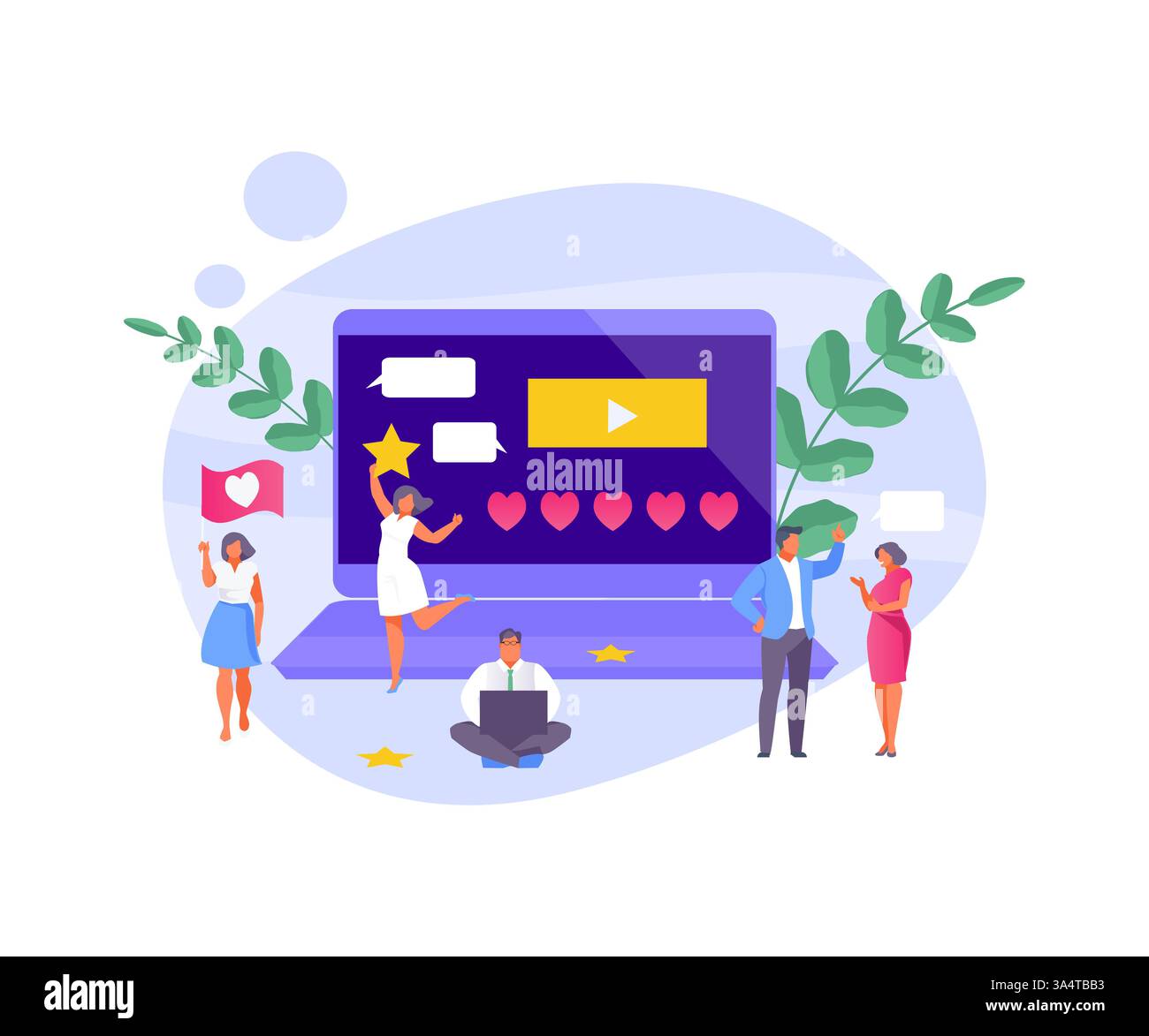 People discussing services and giving reviews. Vector illustration ...