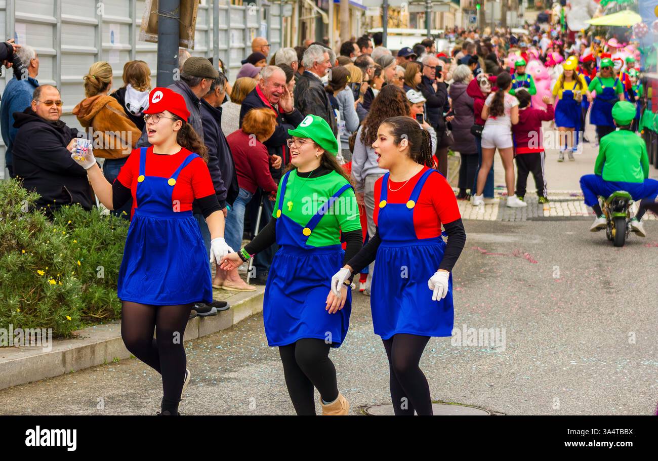 Mario Bros Costumes at Tomar Carnival 2025 Stock Photo - Alamy
