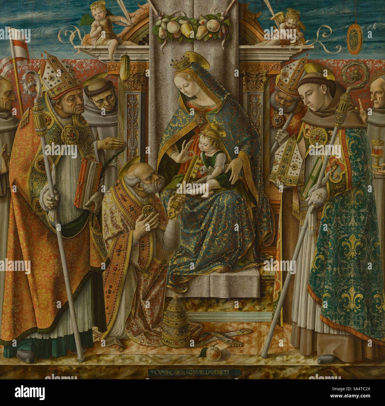 Crivelli, Carlo - Madonna and Child enthroned (handing over of the keys ...