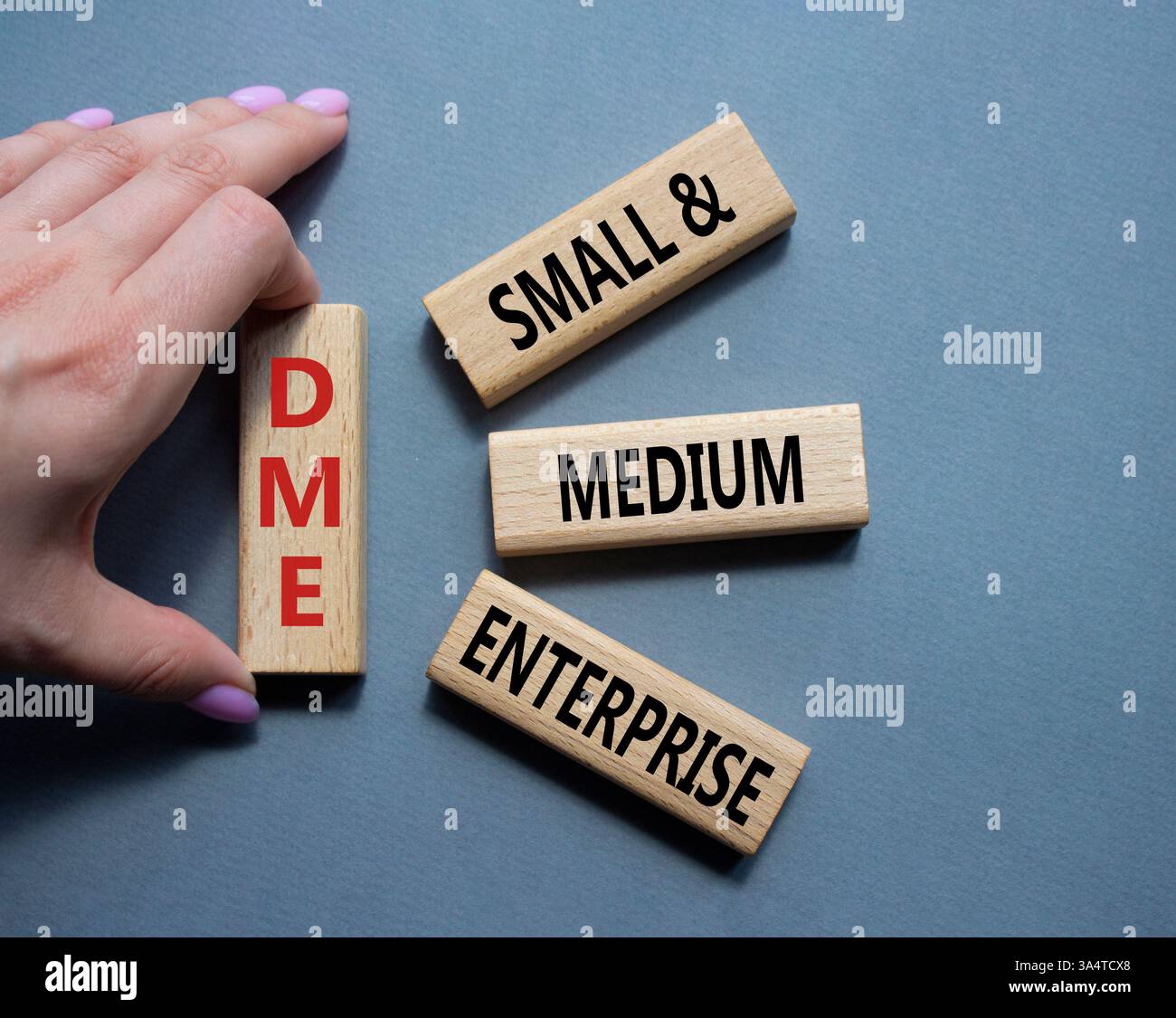 DME - Small and Medium Enterprise symbol. Concept word DME on wooden ...