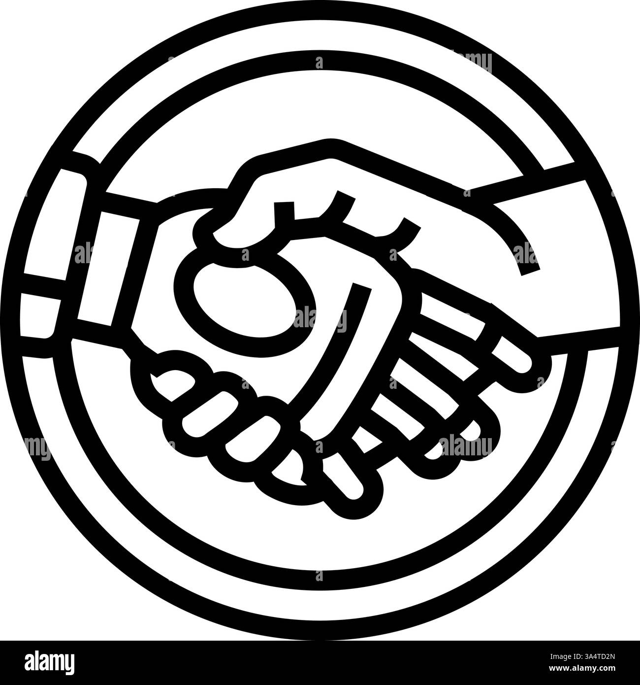 human and robot handshake ai integration line icon vector illustration ...