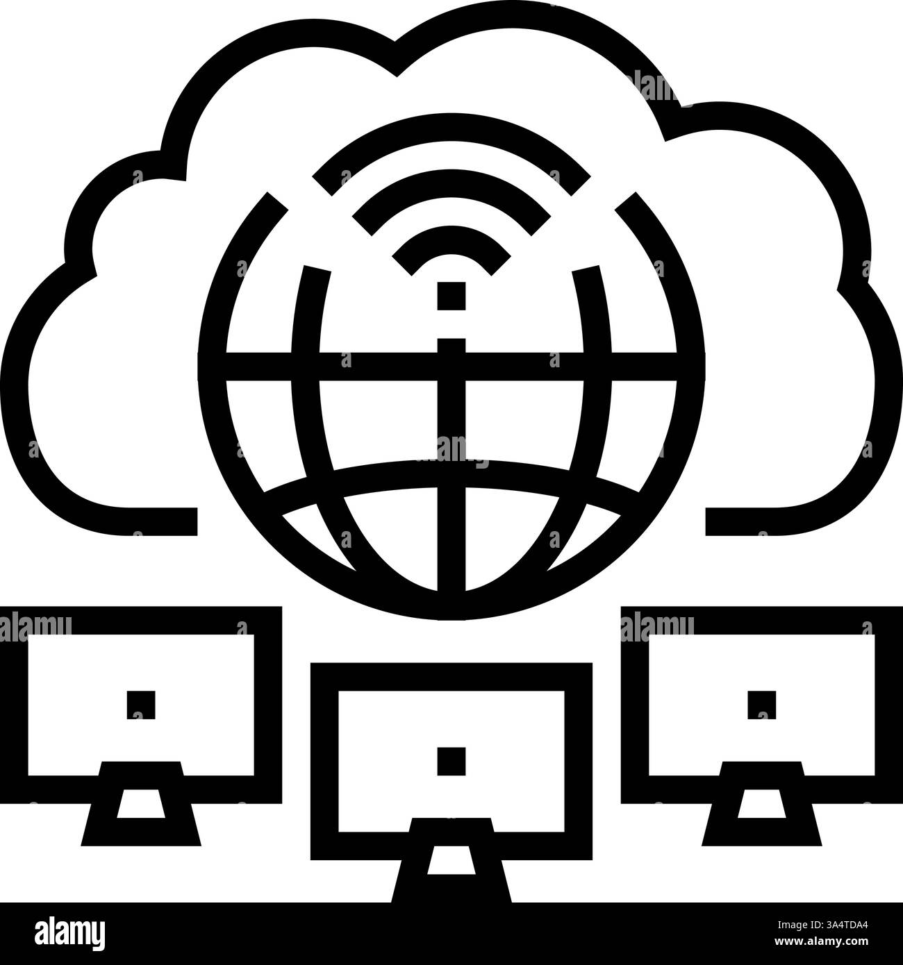 cloud computing network ai integration line icon vector illustration ...