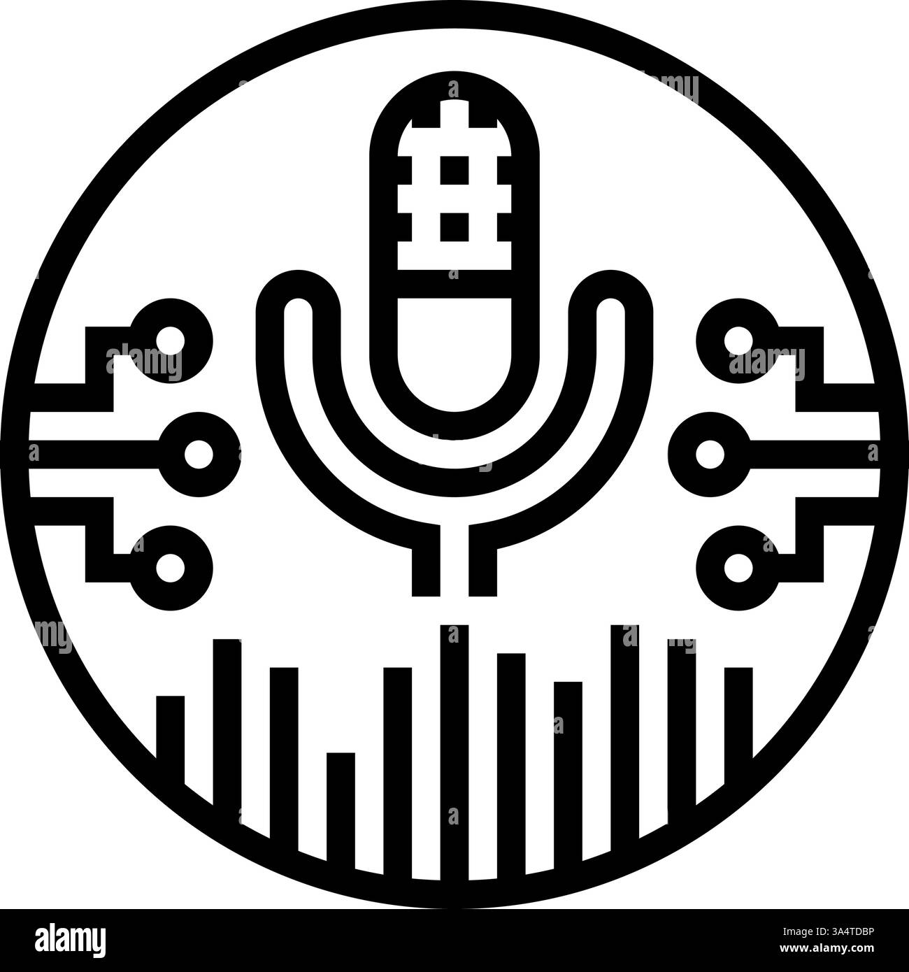 digital assistant microphone ai integration line icon vector ...