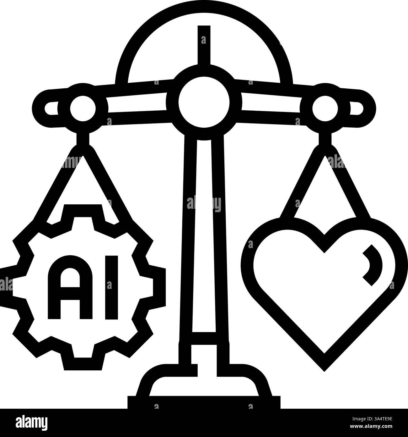 ethical ai balance scale deep learning line icon vector illustration ...