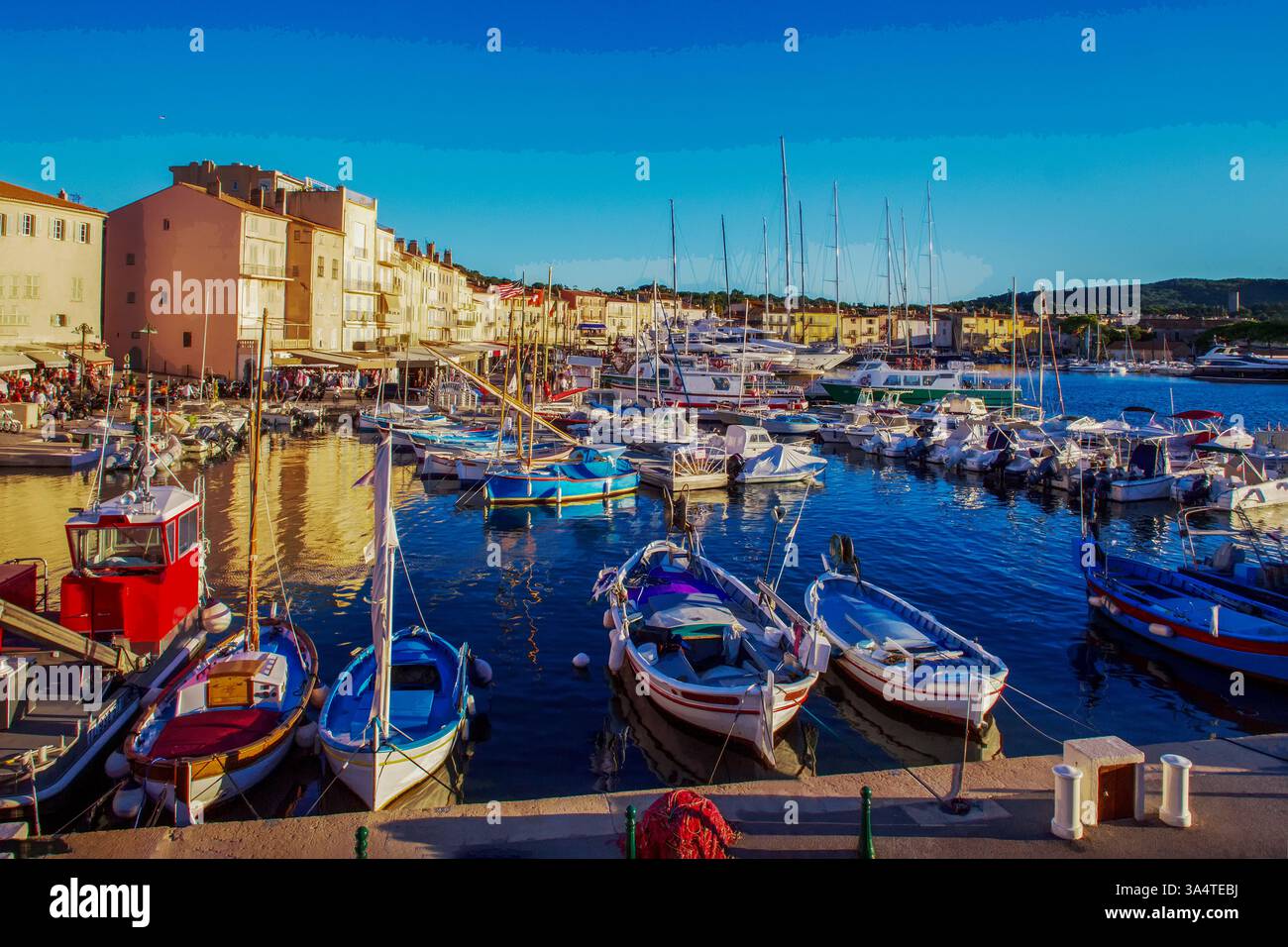 Amazing bay of water of St.Tropez with nautical vessels (sailboats and ...