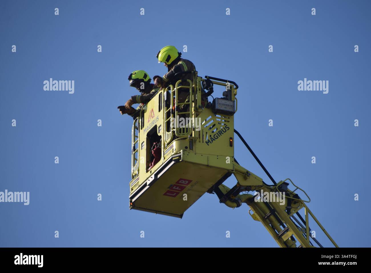London, UK. 6th March 2025. London Fire Brigade firefighters on an ...