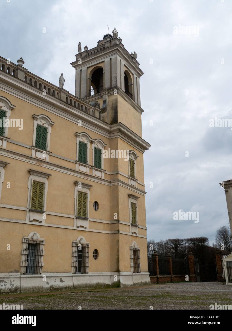 Colorno, Italy March 1st 2025 Architectural detail of the bell tower of ...