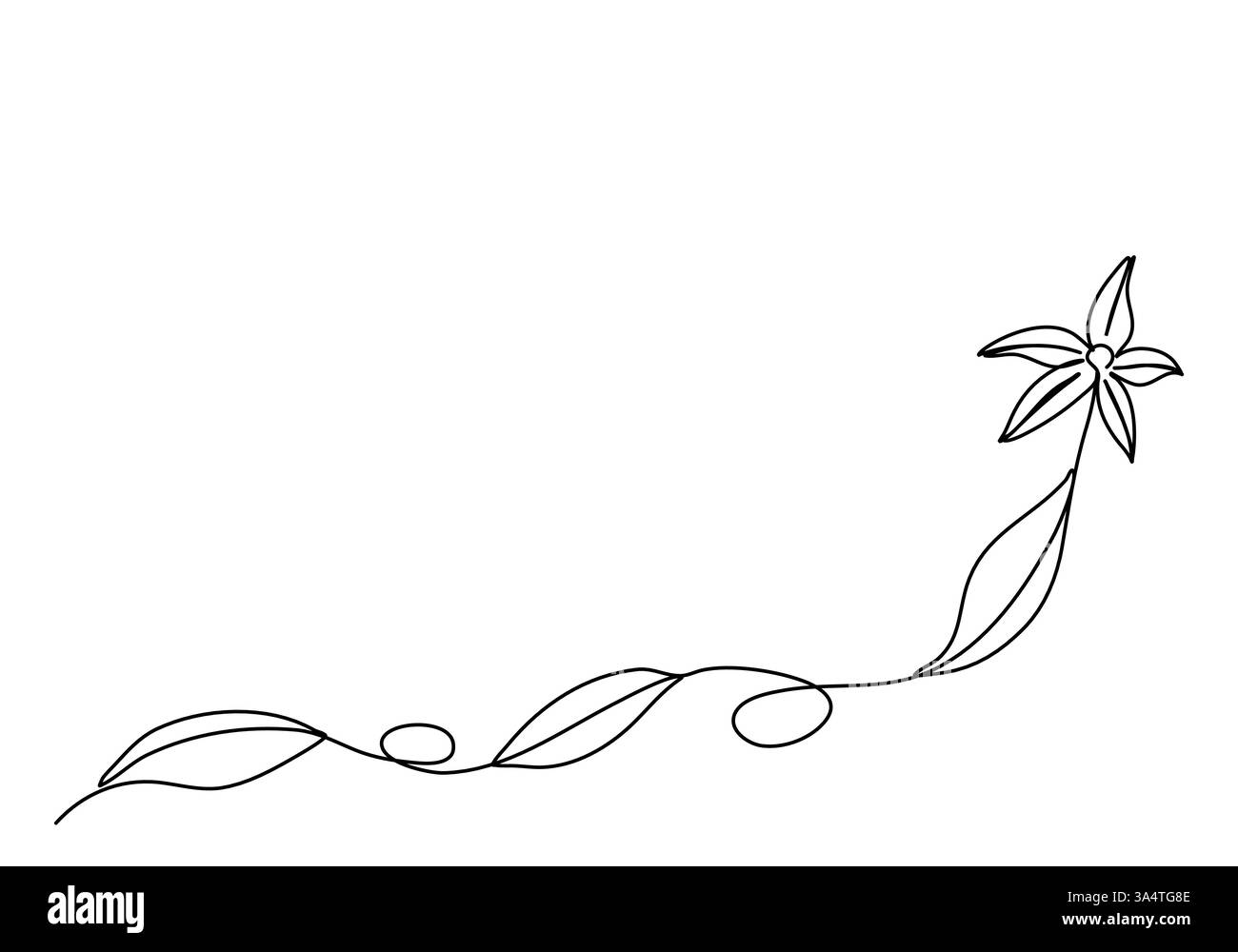 Flower floral corner frame. One line drawing vector illustration Stock ...