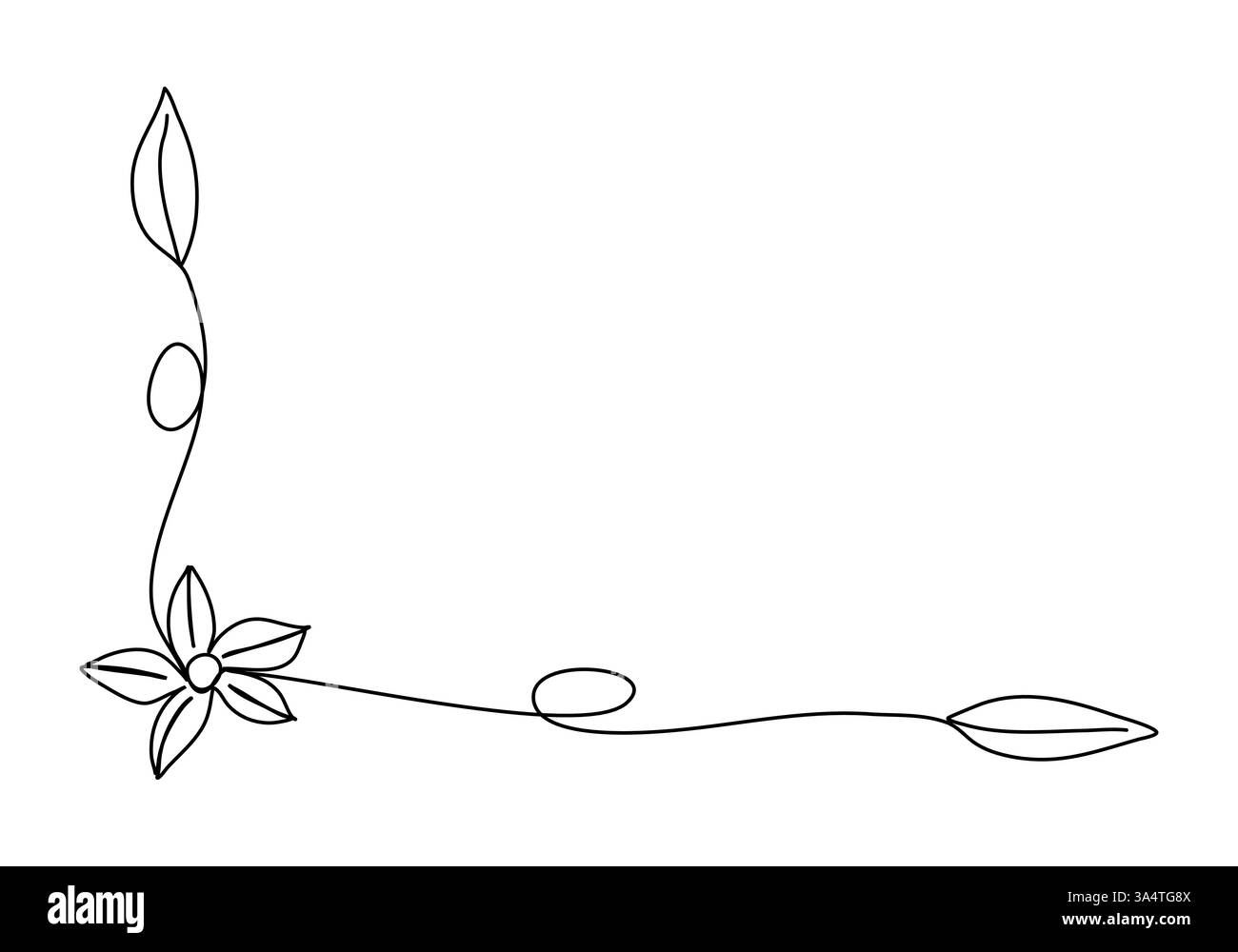 Flower floral corner frame. One line drawing vector illustration Stock ...