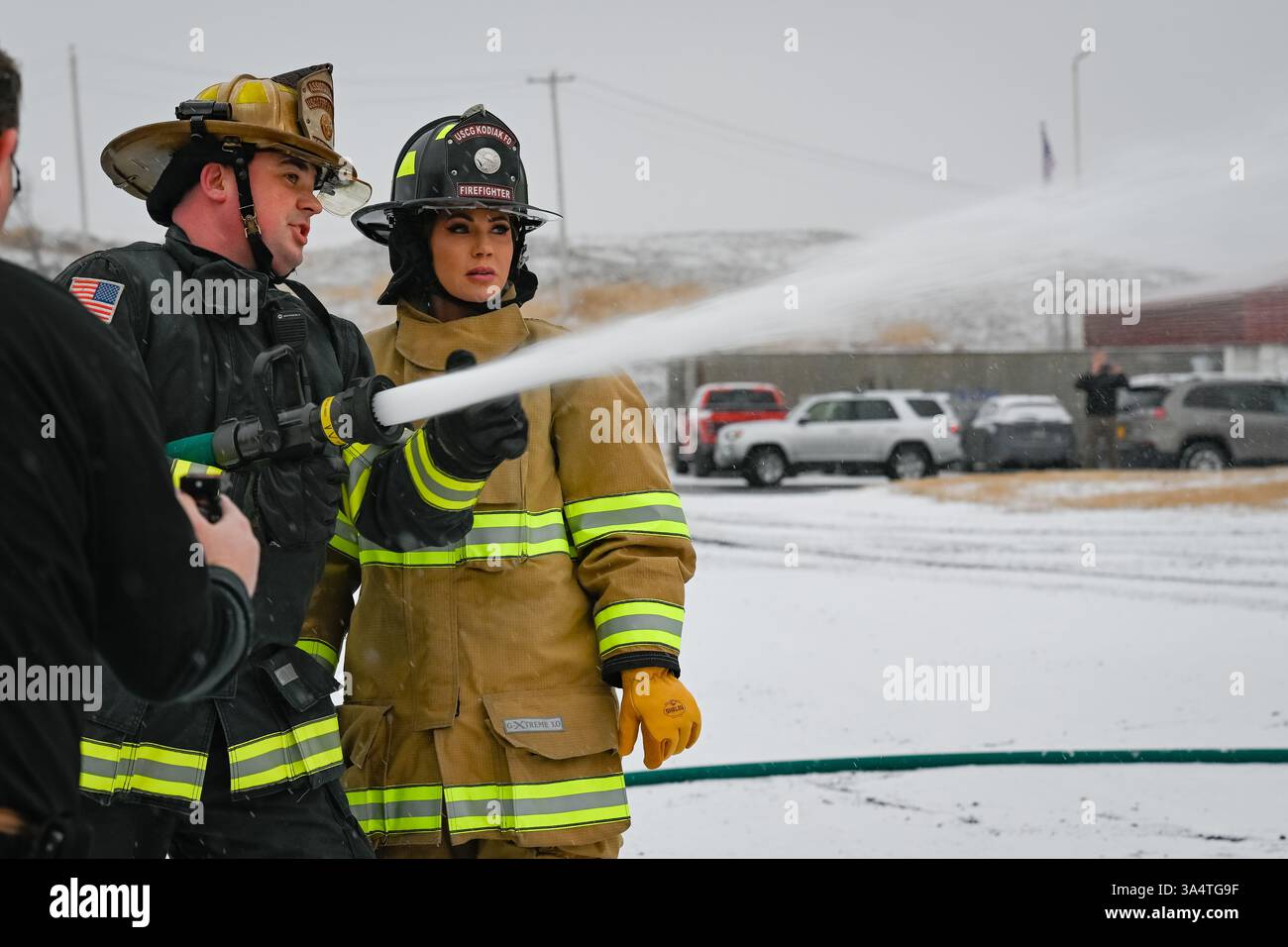 Department of Homeland Security (DHS) Secretary Kristi Noem visits with ...
