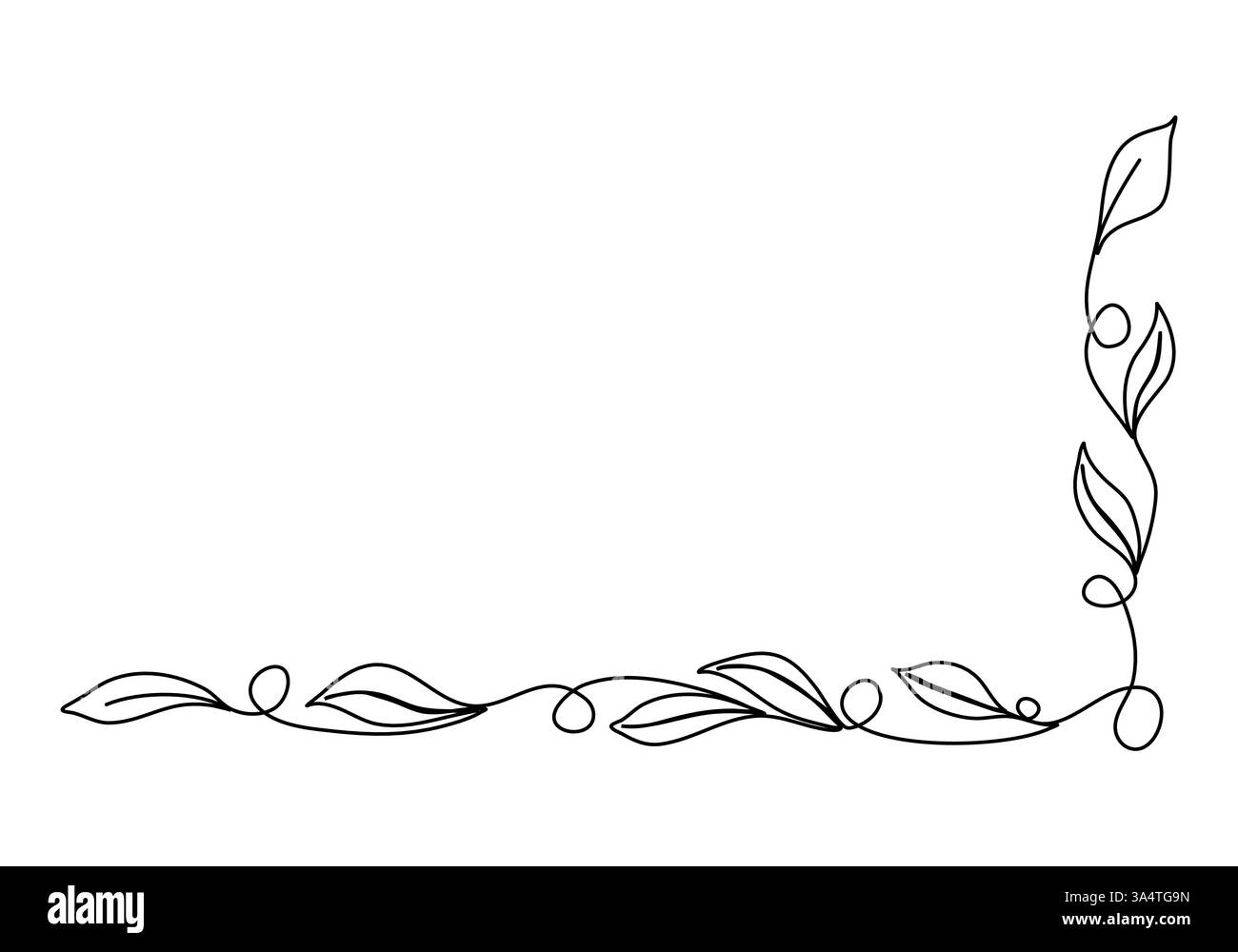 Flower floral corner frame. One line drawing vector illustration Stock ...