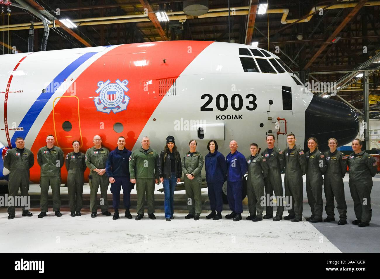Department of Homeland Security (DHS) Secretary Kristi Noem visits with ...
