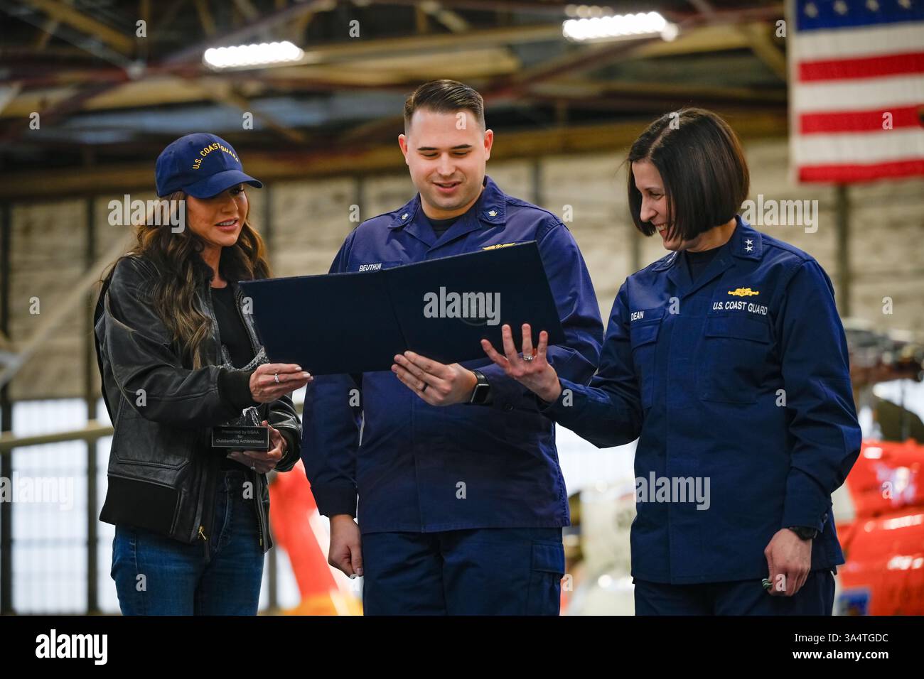 Department of Homeland Security (DHS) Secretary Kristi Noem visits with ...