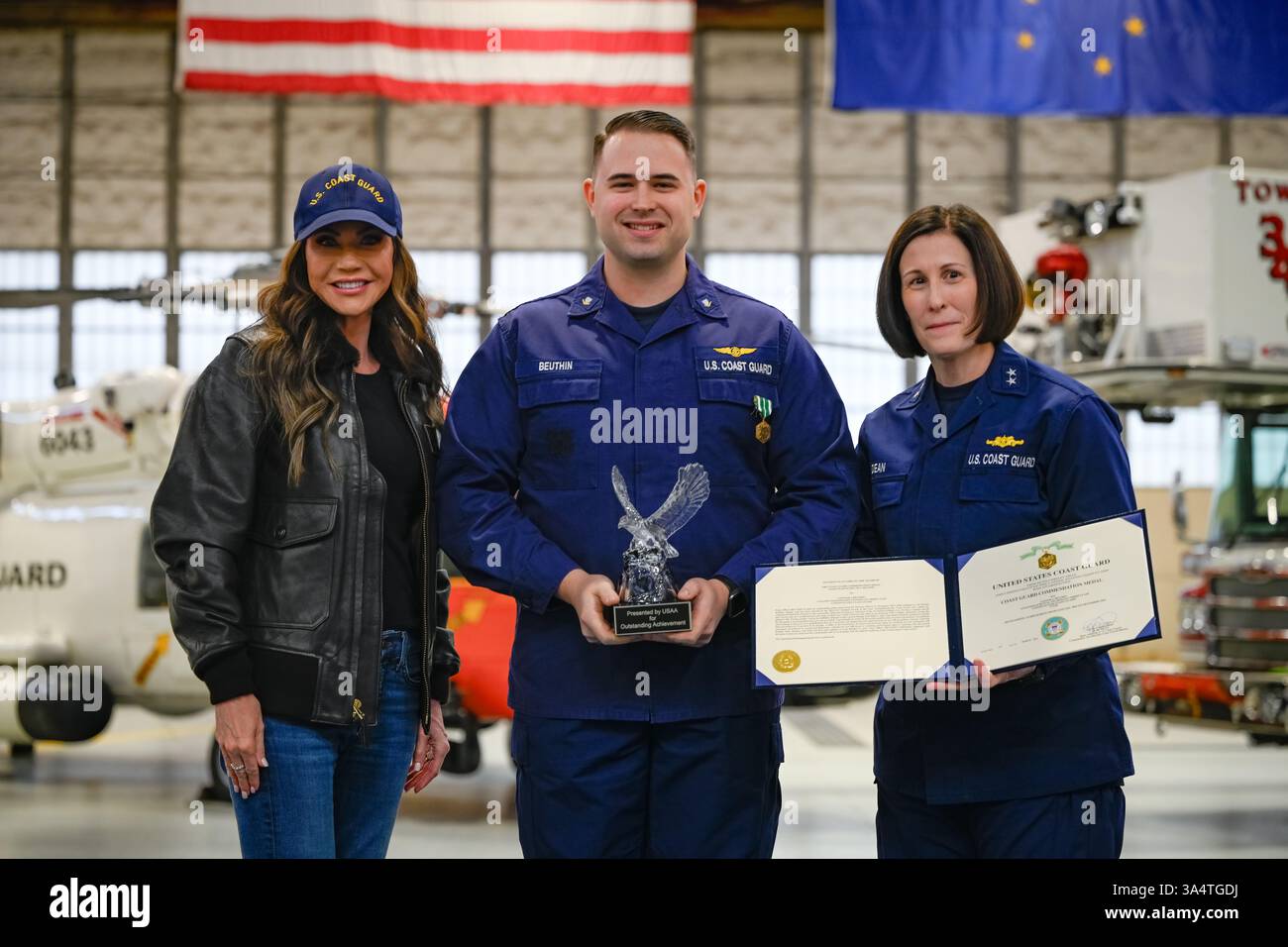 Department of Homeland Security (DHS) Secretary Kristi Noem visits with ...