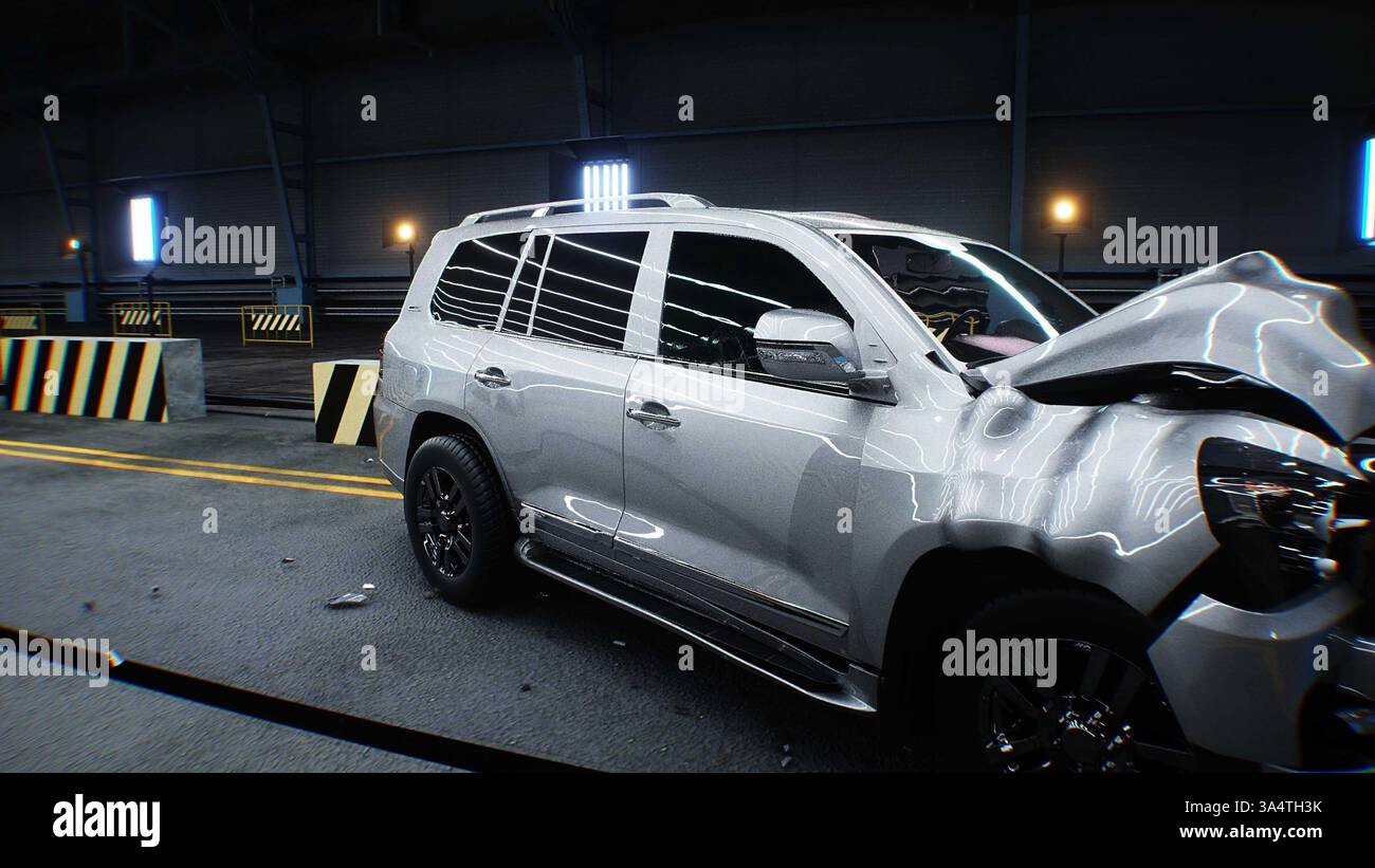 Generic 3d car crash test. Car destruction.3d rendering Stock Photo - Alamy