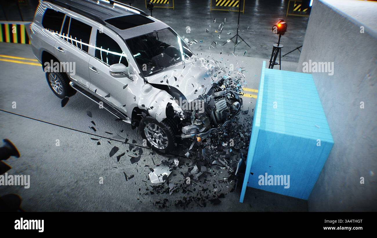 car crash test stop time. safety concept. 3d rendering Stock Photo - Alamy