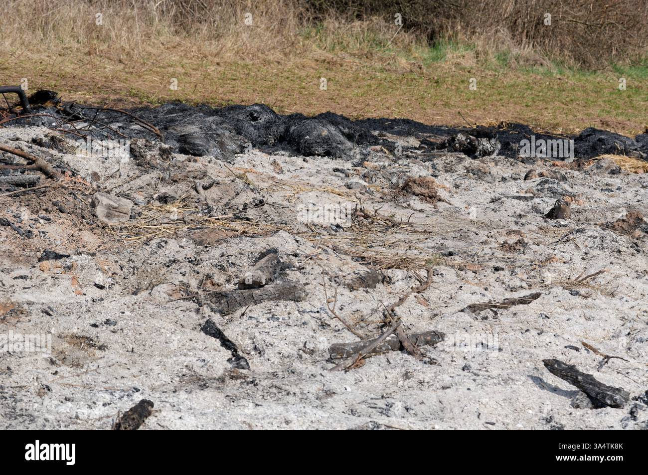 burning grass, burning field, burning earth Stock Photo - Alamy
