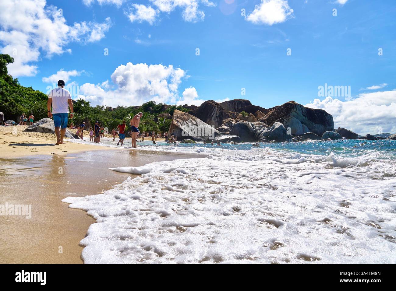 The Baths, Virgin Gorda, Caribbean - December 31, 2024: Gentle waves ...