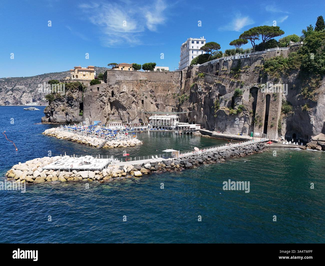 aerial view of spiaggia La Marinella holiday beach Sant Agnello ...