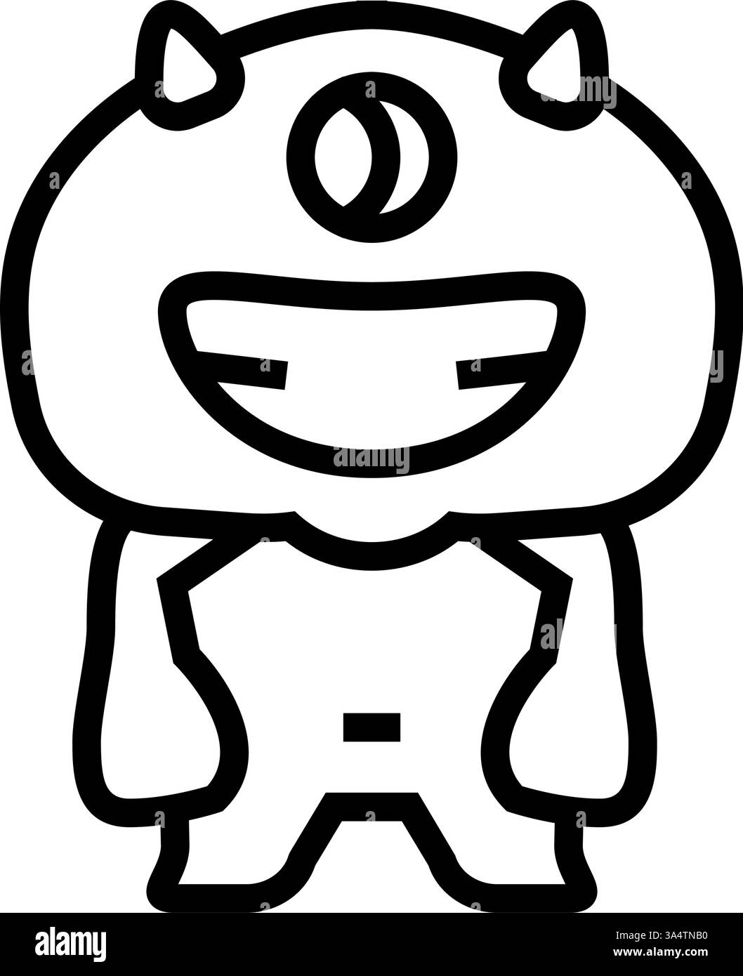 smiling monster cute line icon vector illustration Stock Vector Image ...