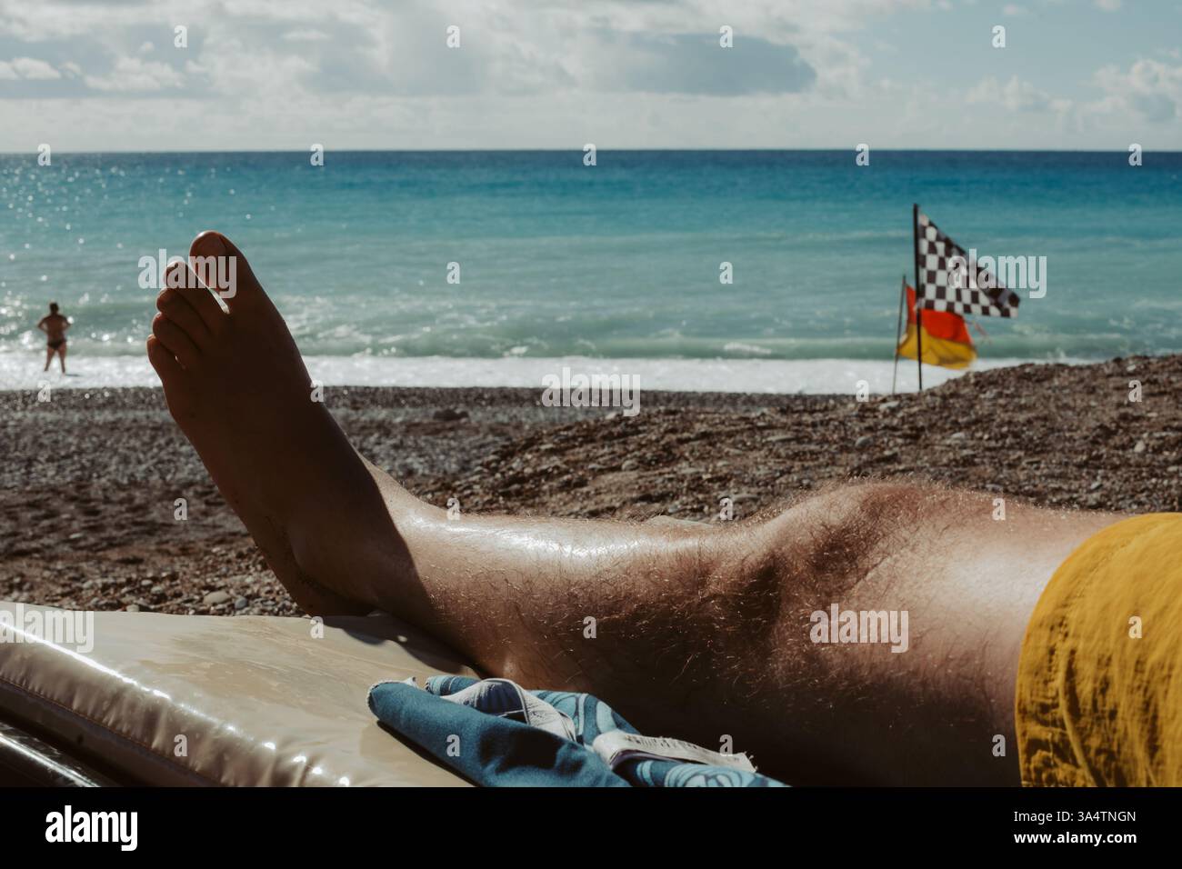 Sunbathing on the Beach – Strong UV Rays and Skin Health Risks Stock ...