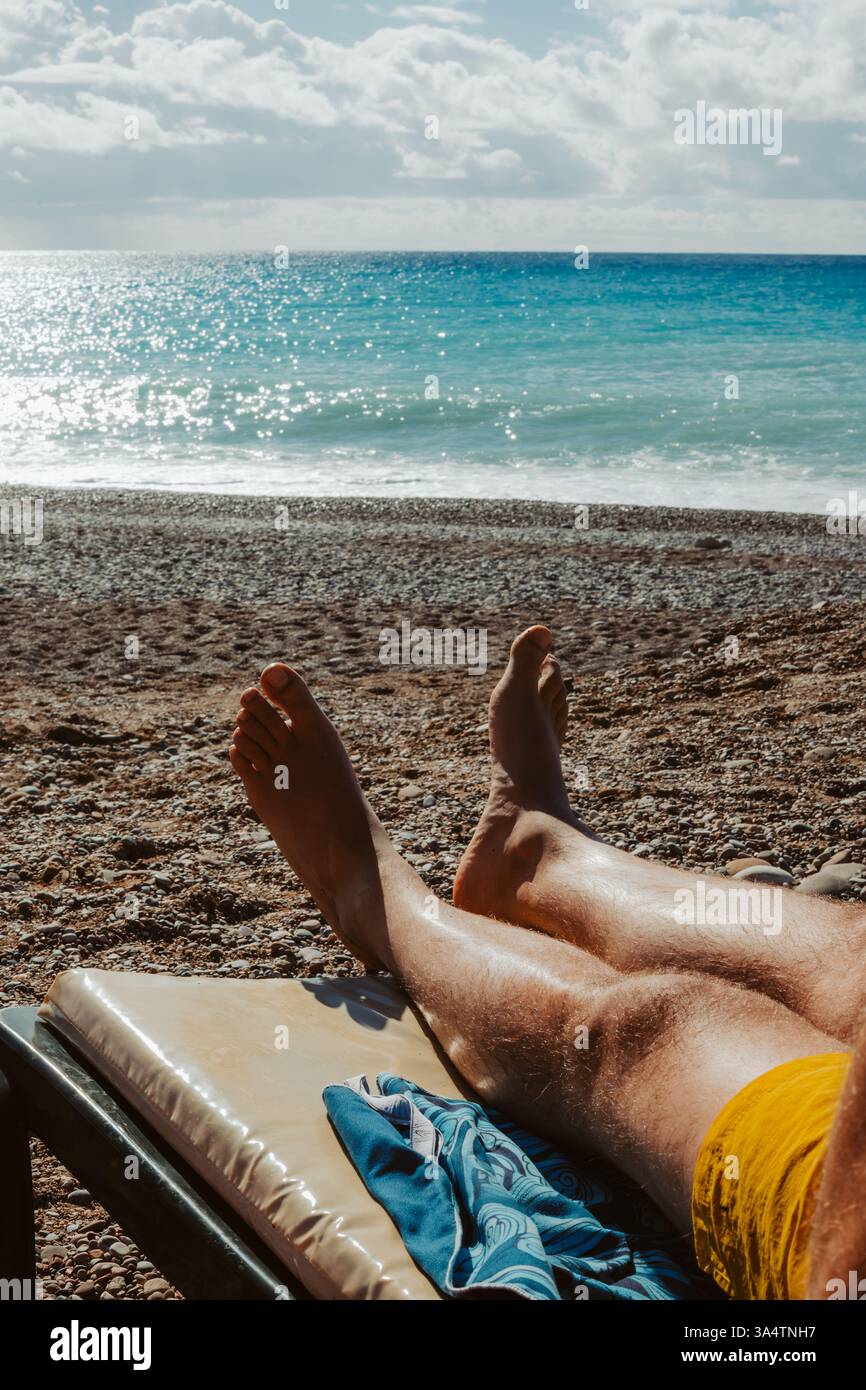 Sunbathing on the Beach – Strong UV Rays and Skin Health Risks Stock ...