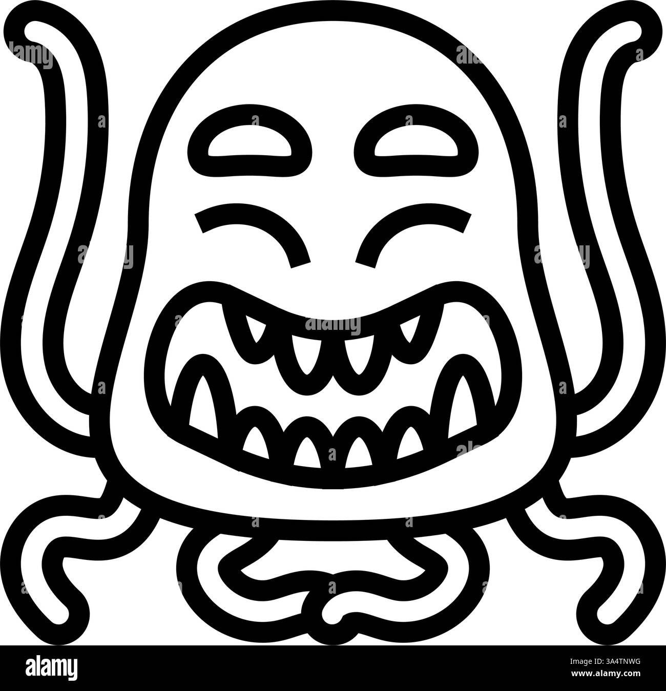 teeth cute monster line icon vector illustration Stock Vector Image ...
