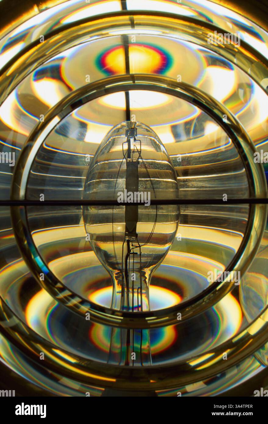 Fresnel lens in Skelligs Lighthouse, County Kerry, Ireland Stock Photo ...