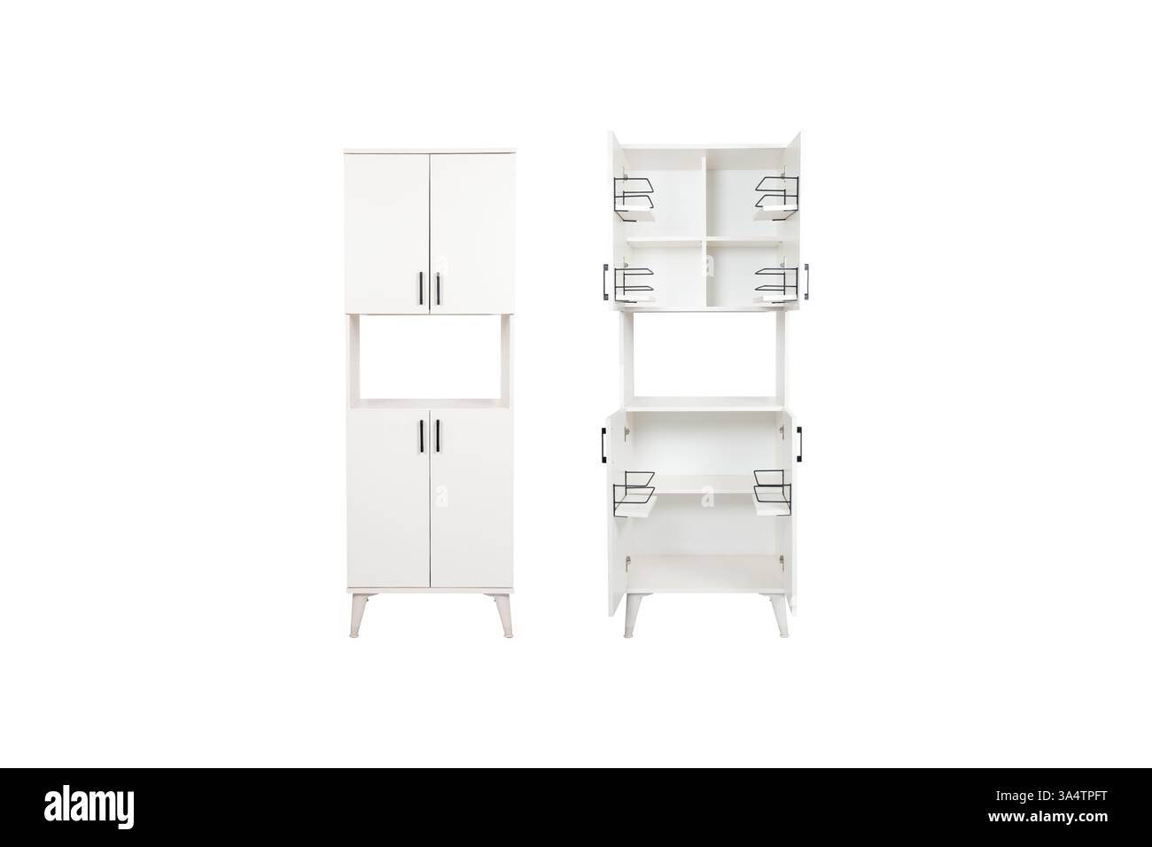 Modern Wooden Kitchen Cabinet Set with Open Shelving Rustic Oak Storage ...