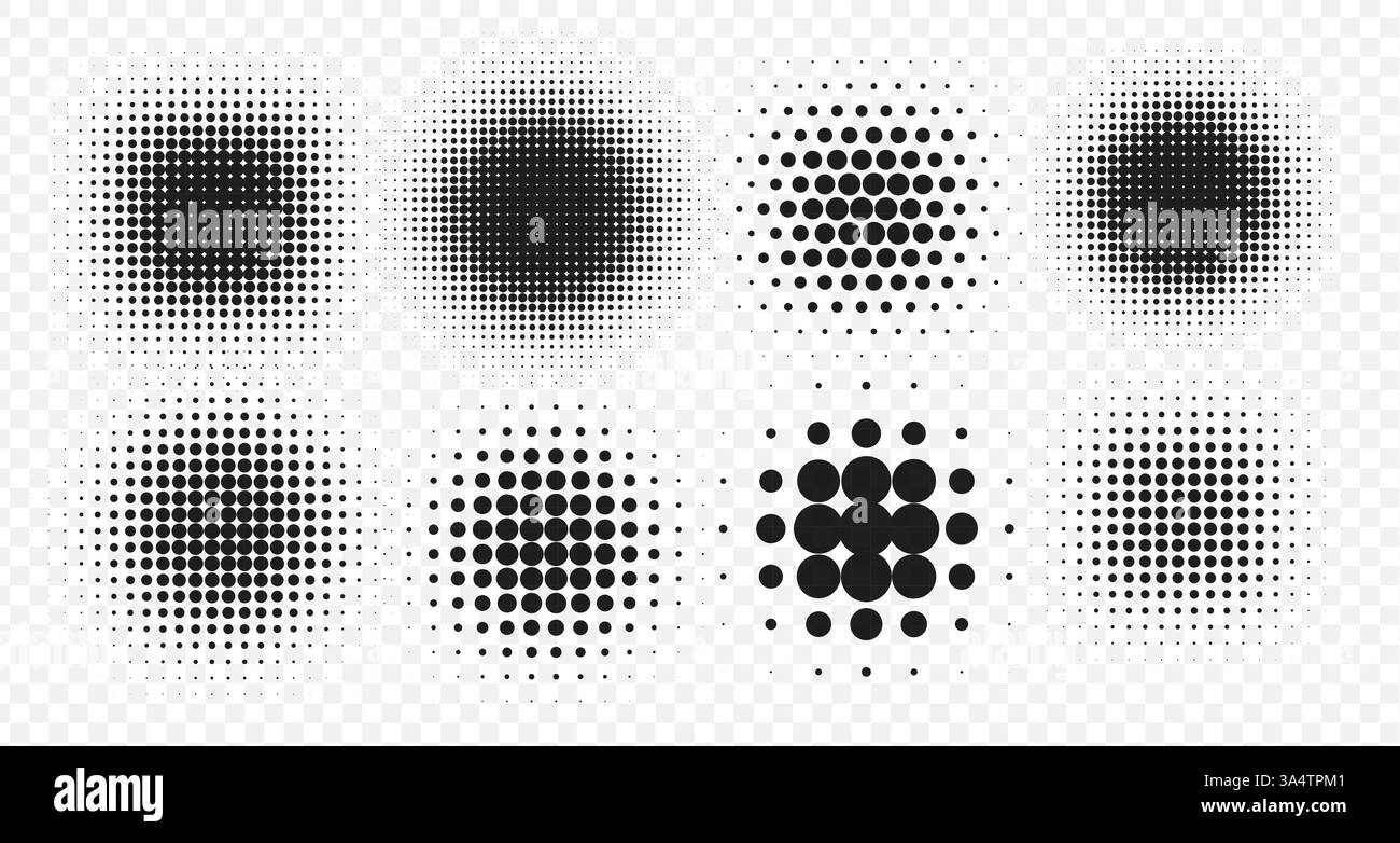 Halftone dot shadows. Retro vintage pixelated design elements for comic ...