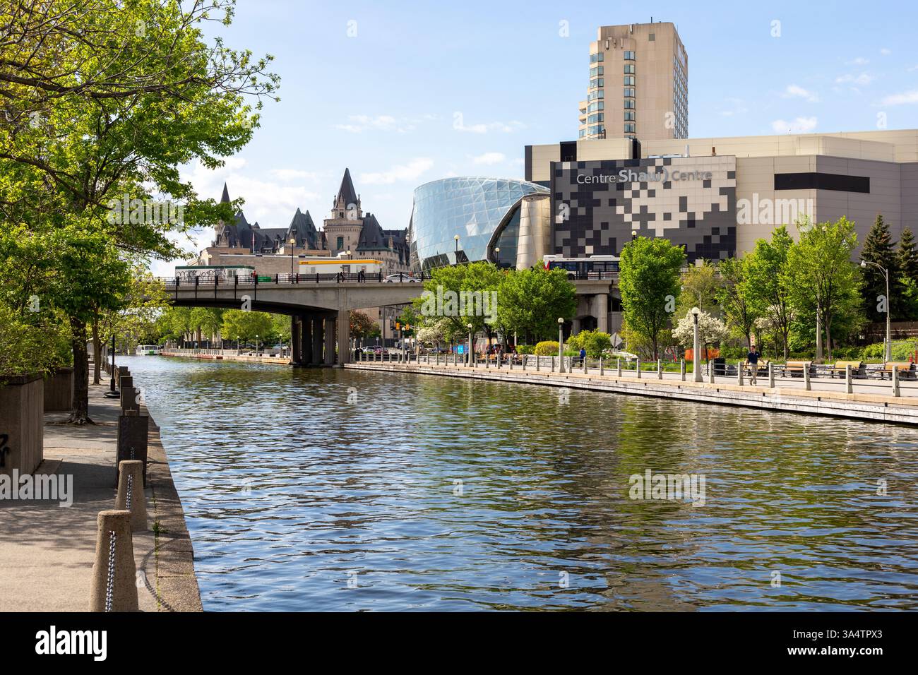 Ottawa, Canada, May 16, 2024: Cityscape in downtown. The Shaw Centre ...
