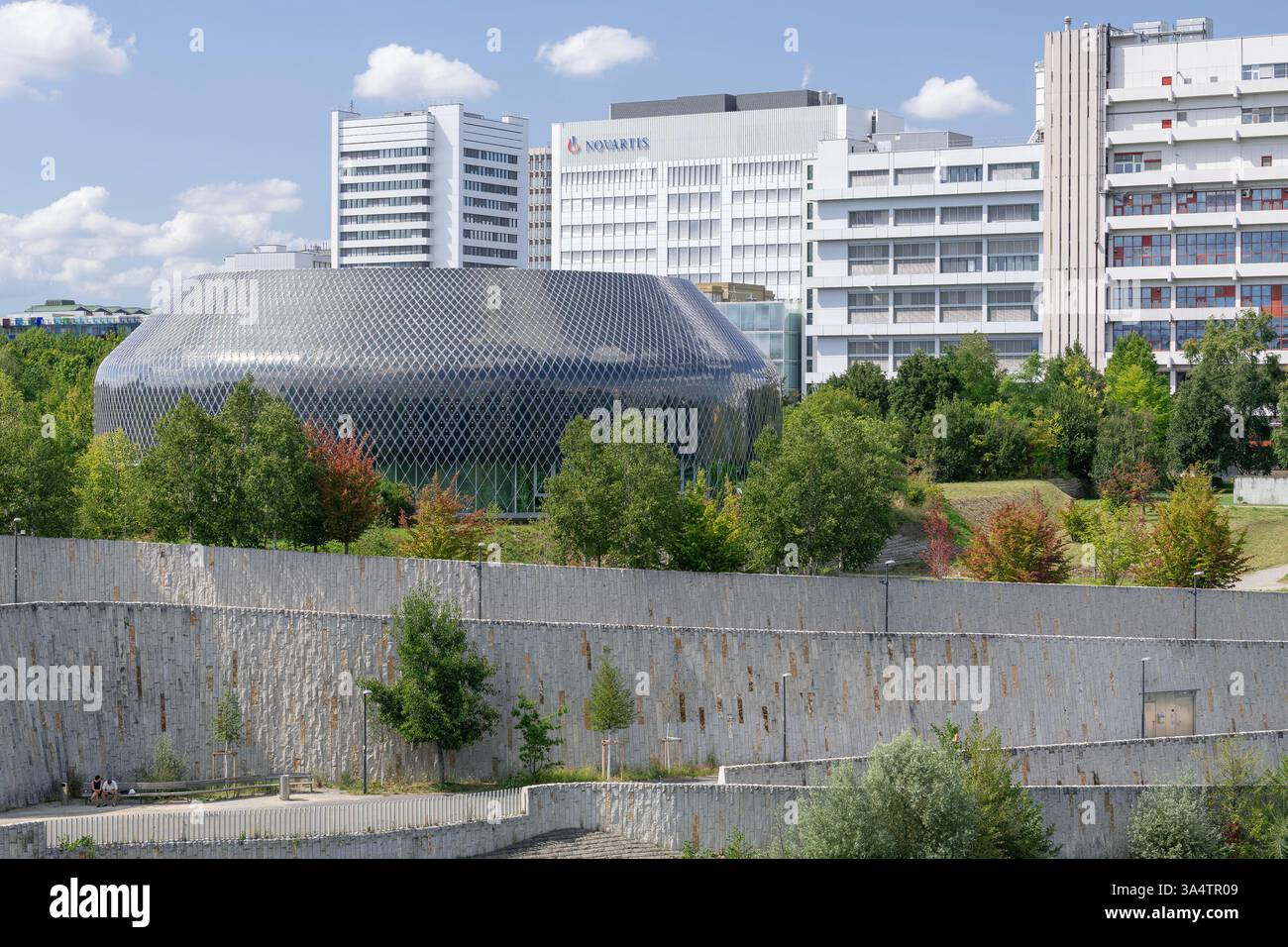 Basel - View of the Novartis Pavilion, a circular building complex ...