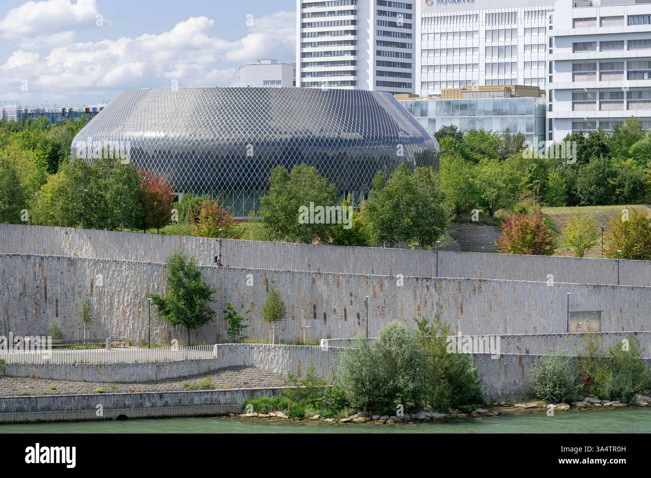 Basel - View of the Novartis Pavilion, a circular building complex ...