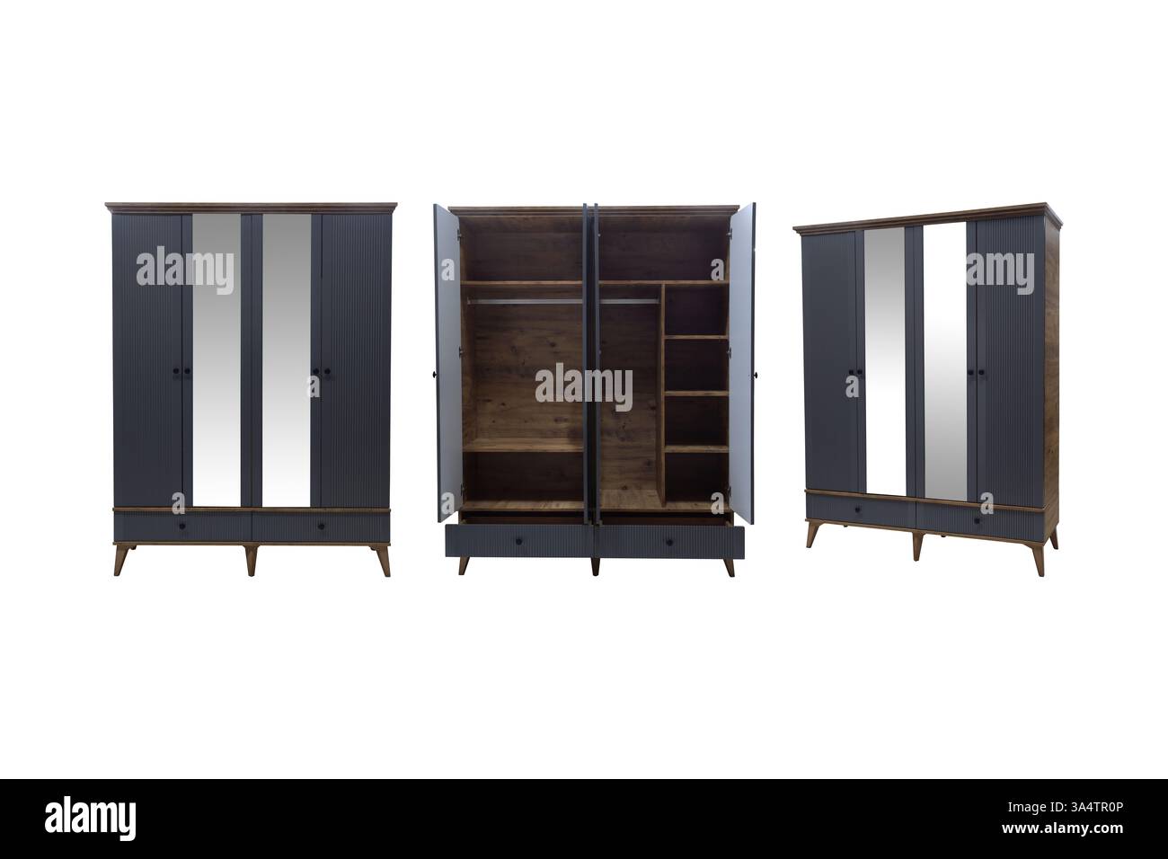 Modern Wooden Wardrobe Collection with Two-Tone Design - White and ...