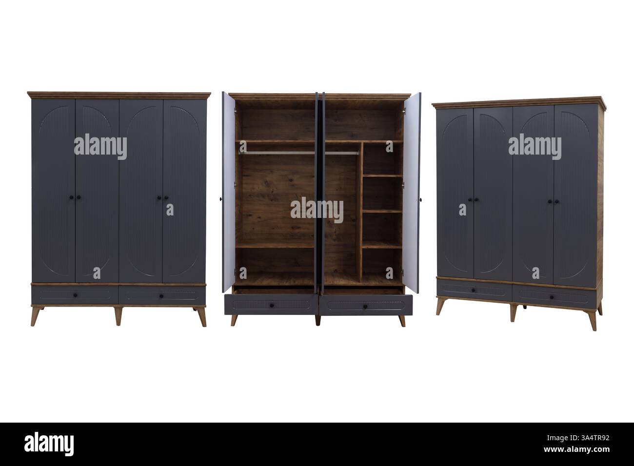 Modern Wooden Wardrobe Collection with Two-Tone Design - White and ...