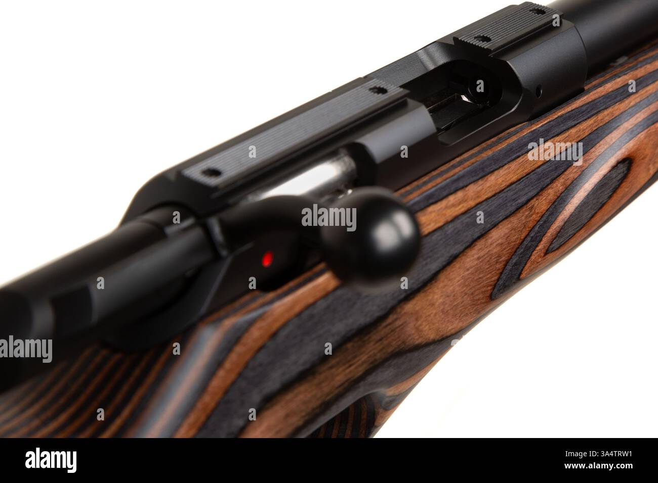 Close-up of a .22lr bolt-action rifle, highlighting the bolt mechanism ...