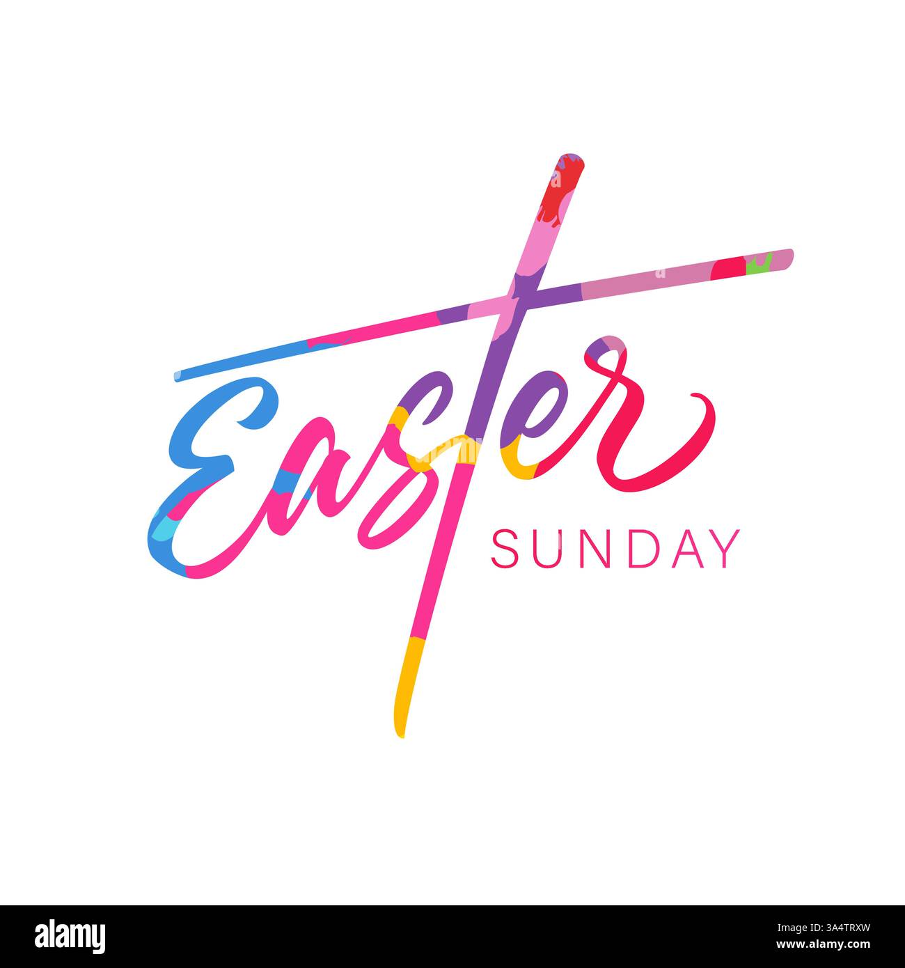 Easter Sunday, calligraphy colorful brush pattern logo. Creative ...