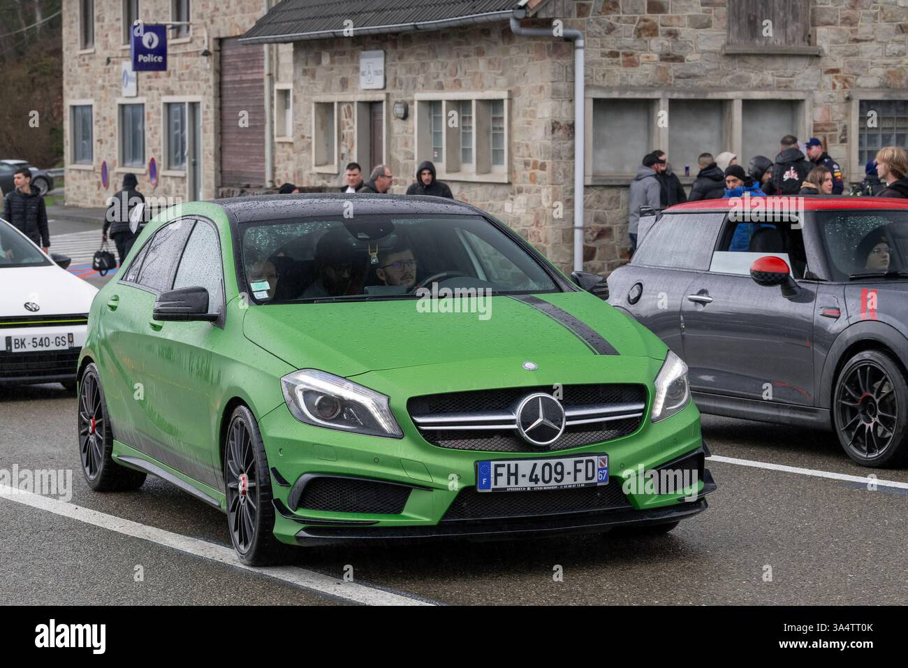 Spa-Francorchamps, Belgium - View on a matte green Mercedes-Benz A45 ...