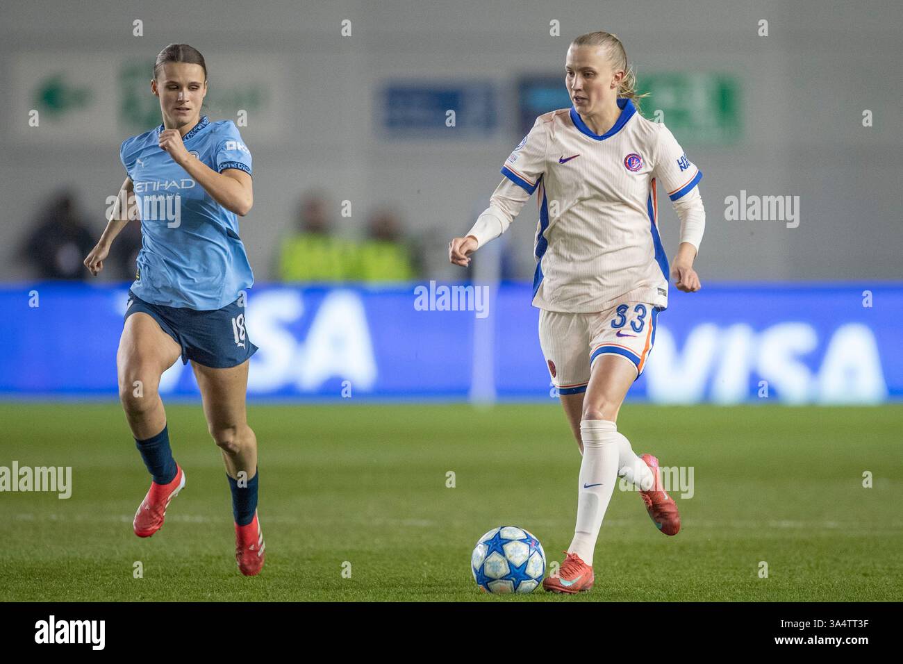 Aggie Beever-Jones #33 of Chelsea F.C women in action during the UEFA ...