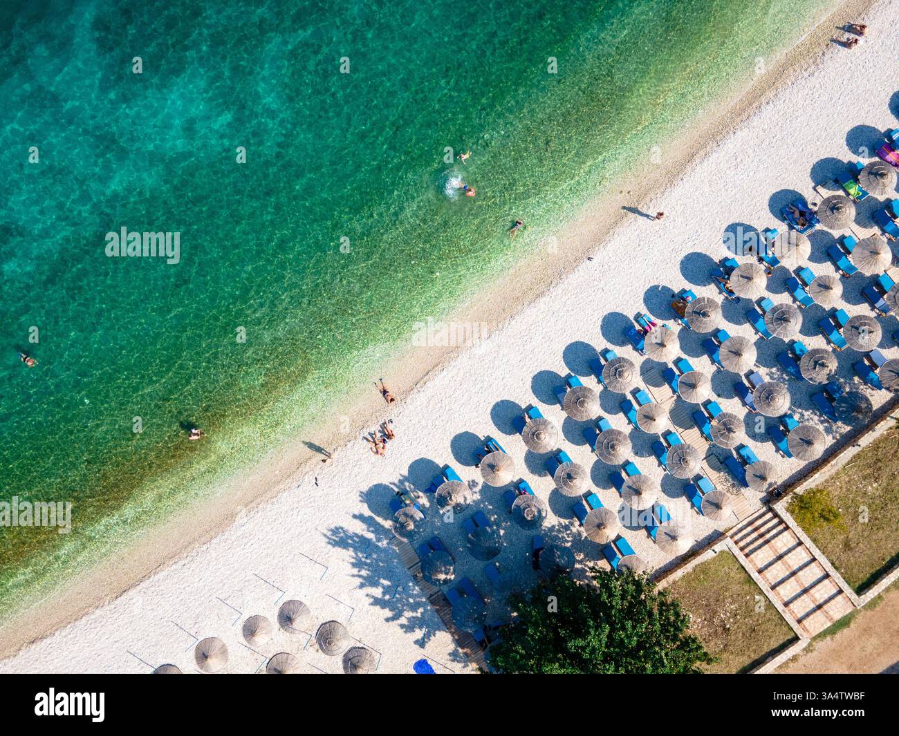Panoramic view of Ksamil, Albanian Riviera. Ksamil islands are located ...