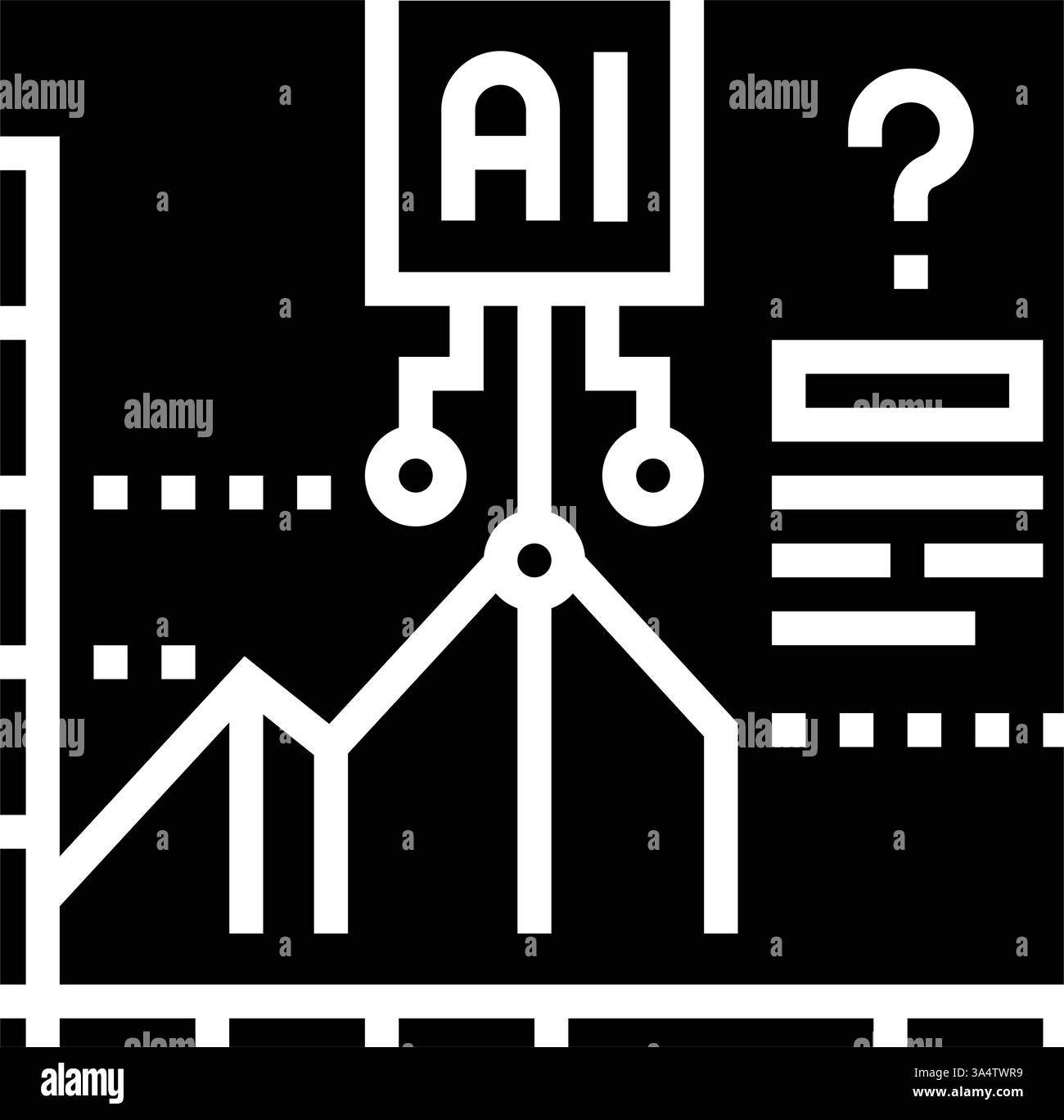 predictive analytics graph ai integration glyph icon vector ...