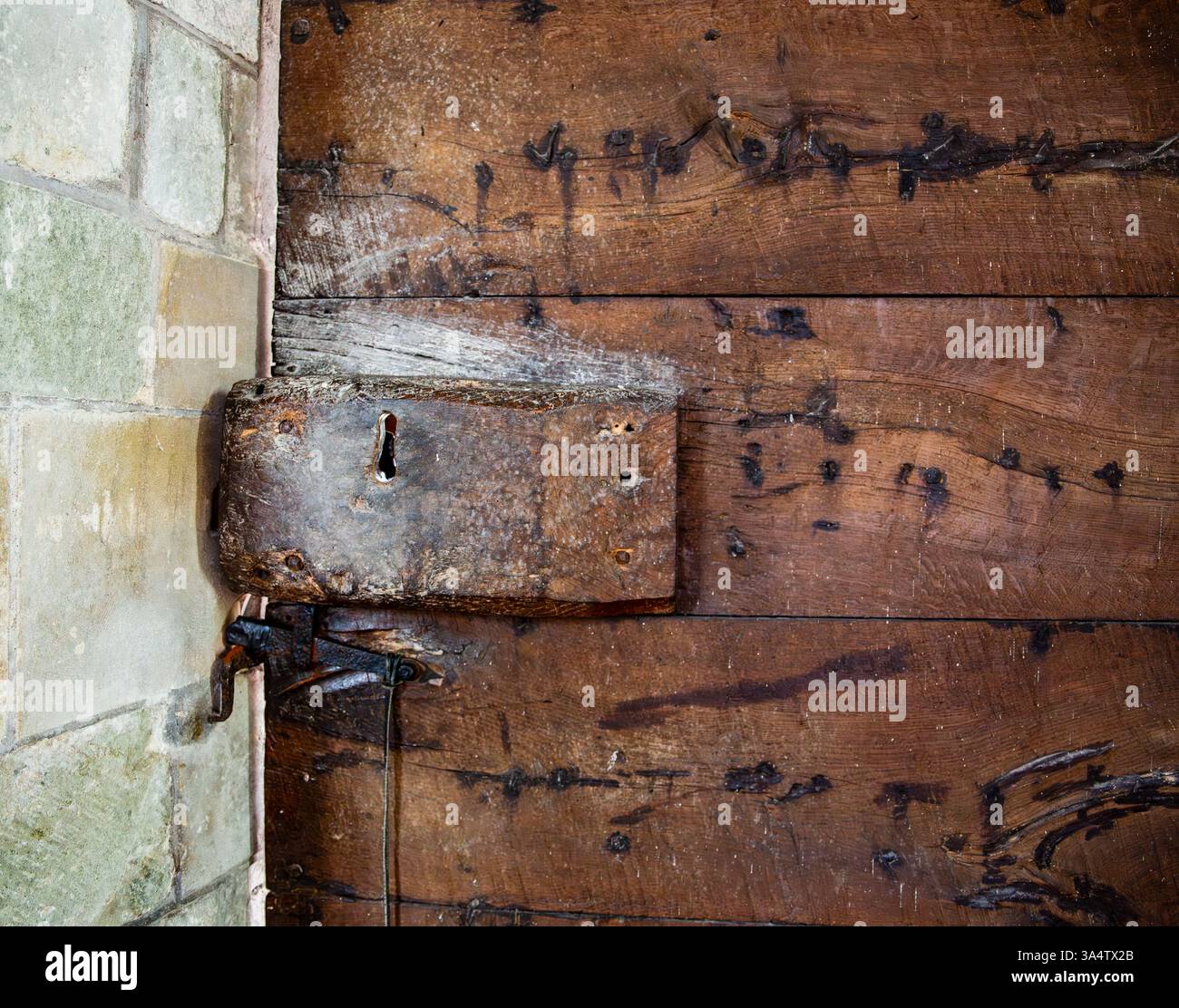 Original 17th century door lock and door at All Saints Church Marden ...