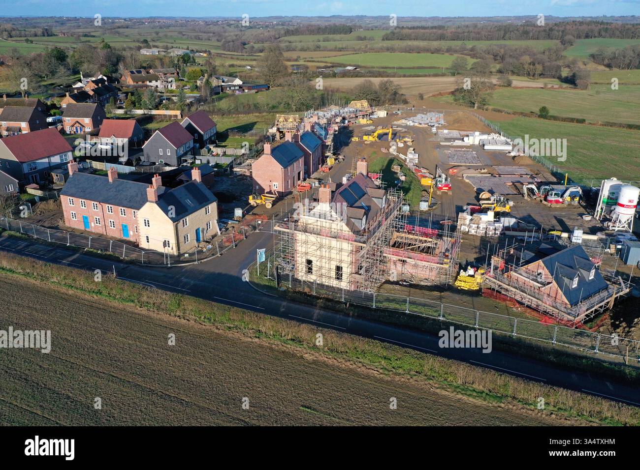 Drone aerial photo of new housing under construction at Kinlet village ...